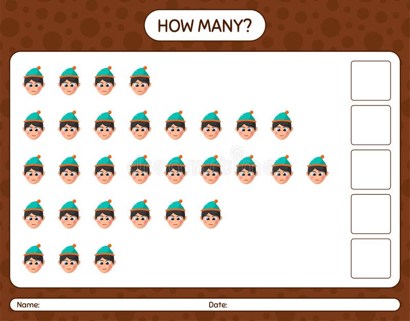 How Many Counting Game with Boys. Worksheet for Preschool Kids, Kids ...