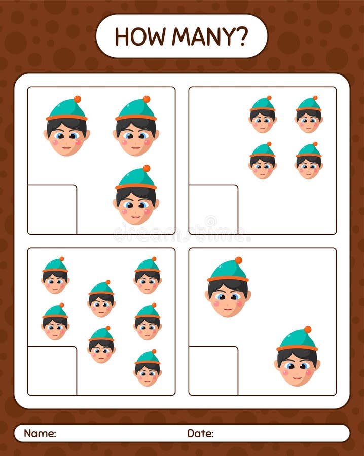 How Many Counting Game with Boys. Worksheet for Preschool Kids, Kids ...