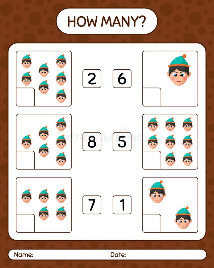 How Many Counting Game with Boys. Worksheet for Preschool Kids, Kids ...