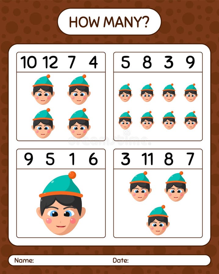 How Many Counting Game with Boys. Worksheet for Preschool Kids, Kids ...