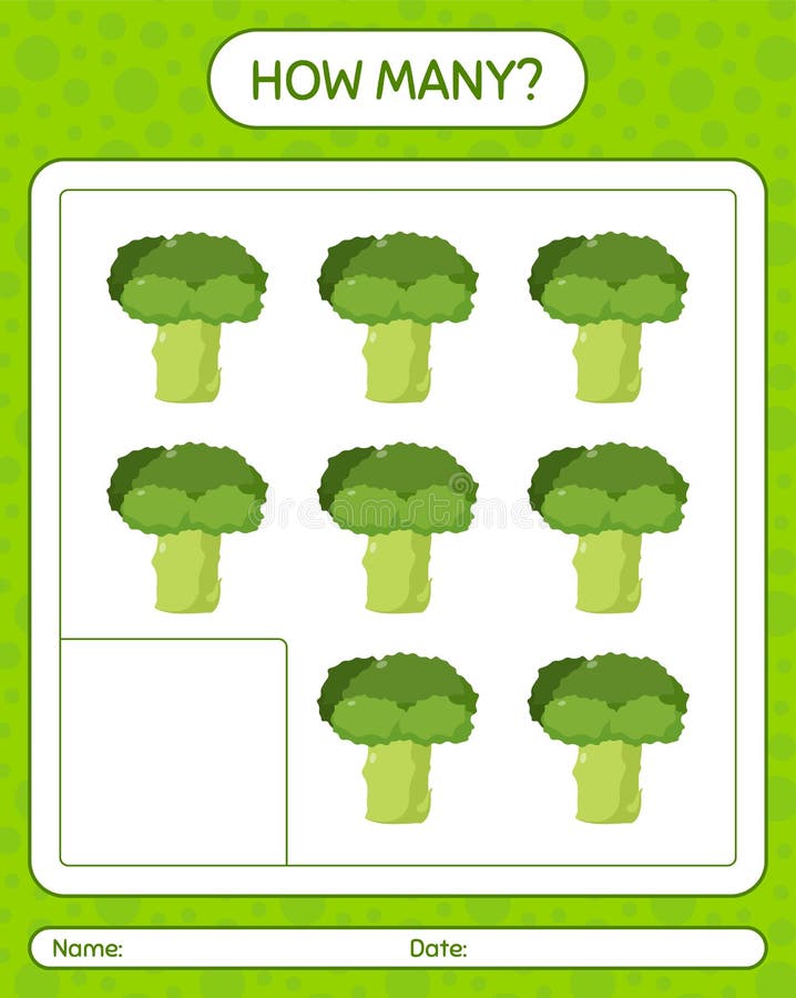 How Many Counting Game with Broccoli. Worksheet for Preschool Kids ...
