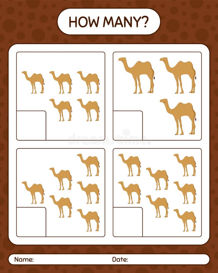 How Many Counting Game with Camel. Worksheet for Preschool Kids Stock ...