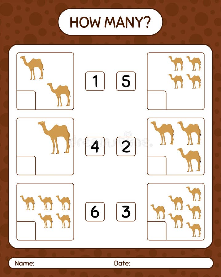 How Many Counting Game with Camel. Worksheet for Preschool Kids Stock ...