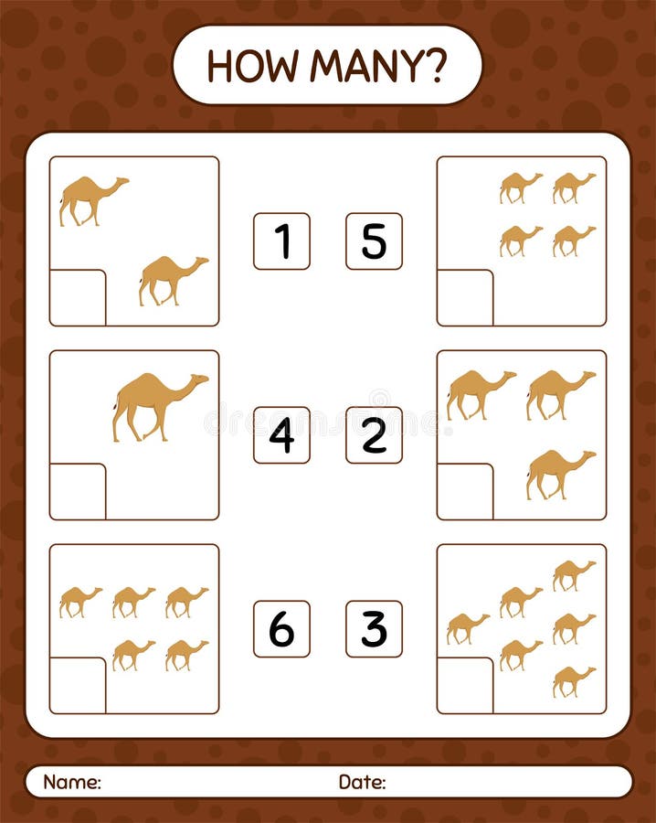 How Many Counting Game with Camel. Worksheet for Preschool Kids Stock ...