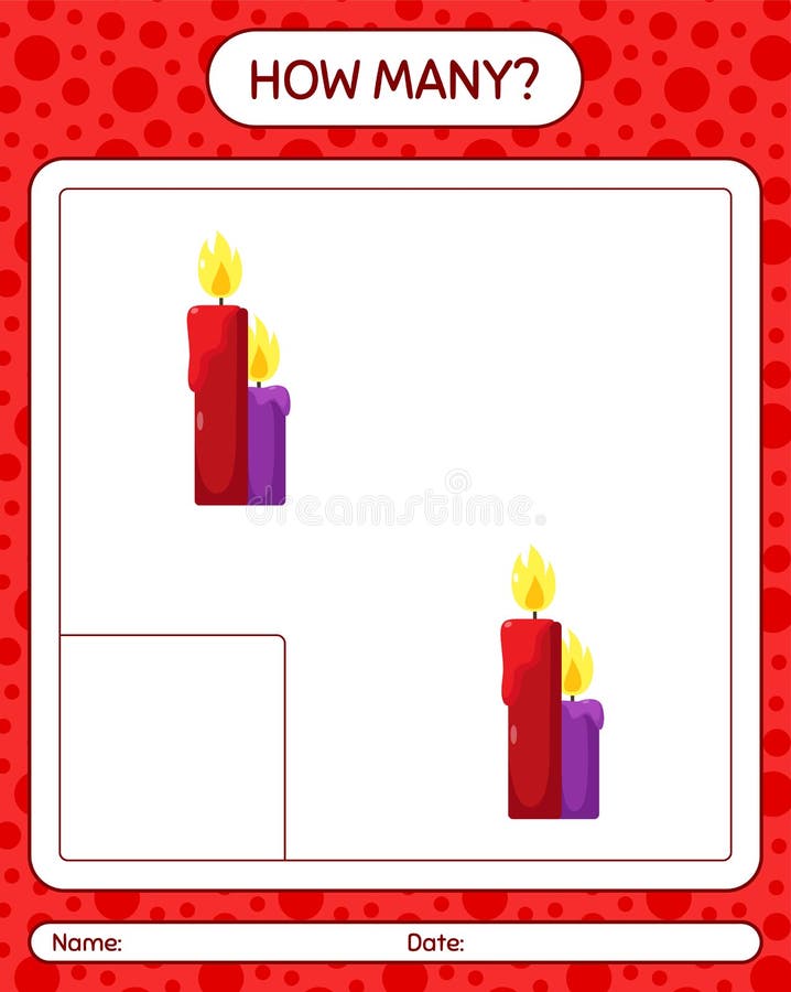 How Many Counting Game with Candle. Worksheet for Preschool Kids, Kids ...