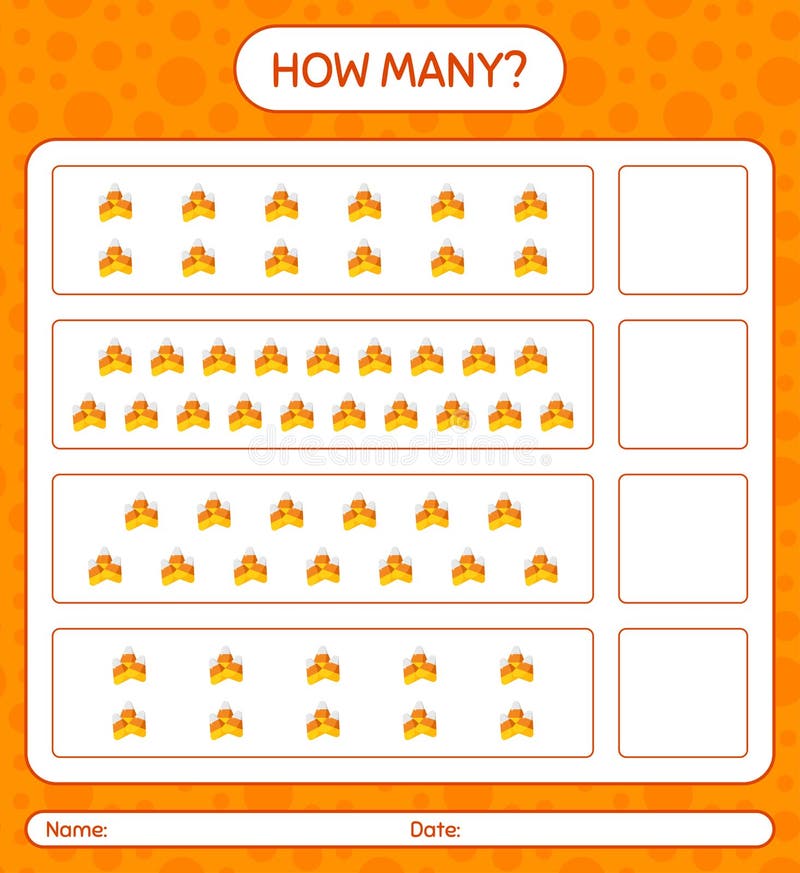 How Many Counting Game with Candy Corn. Worksheet for Preschool Kids ...