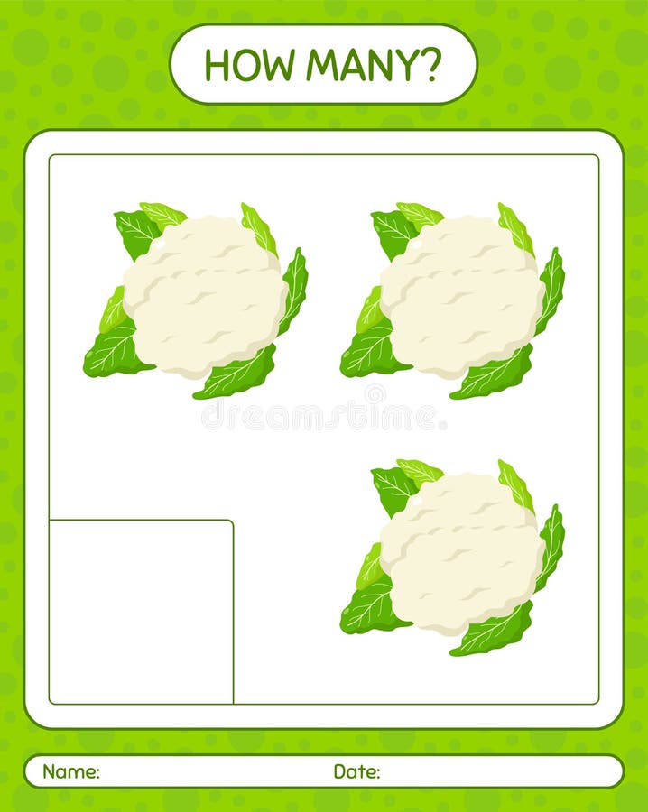 How Many Counting Game with Cauliflower. Worksheet for Preschool Kids ...