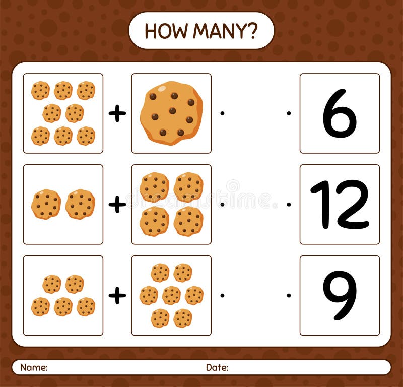 How Many Counting Game with Cookie. Worksheet for Preschool Kids, Kids ...