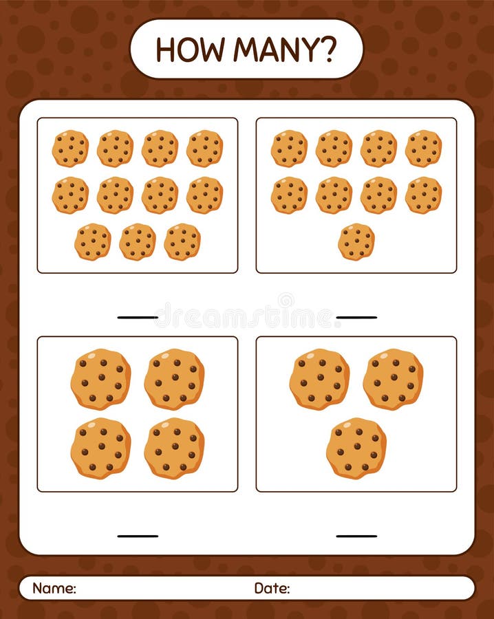 How Many Counting Game with Cookie. Worksheet for Preschool Kids, Kids ...
