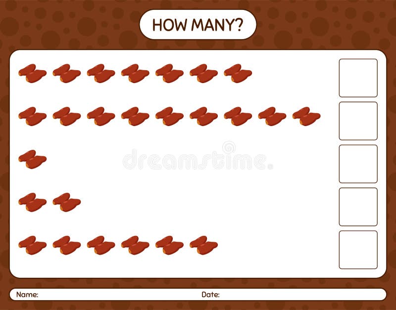 How Many Counting Game with Dates Fruit. Worksheet for Preschool Kids ...
