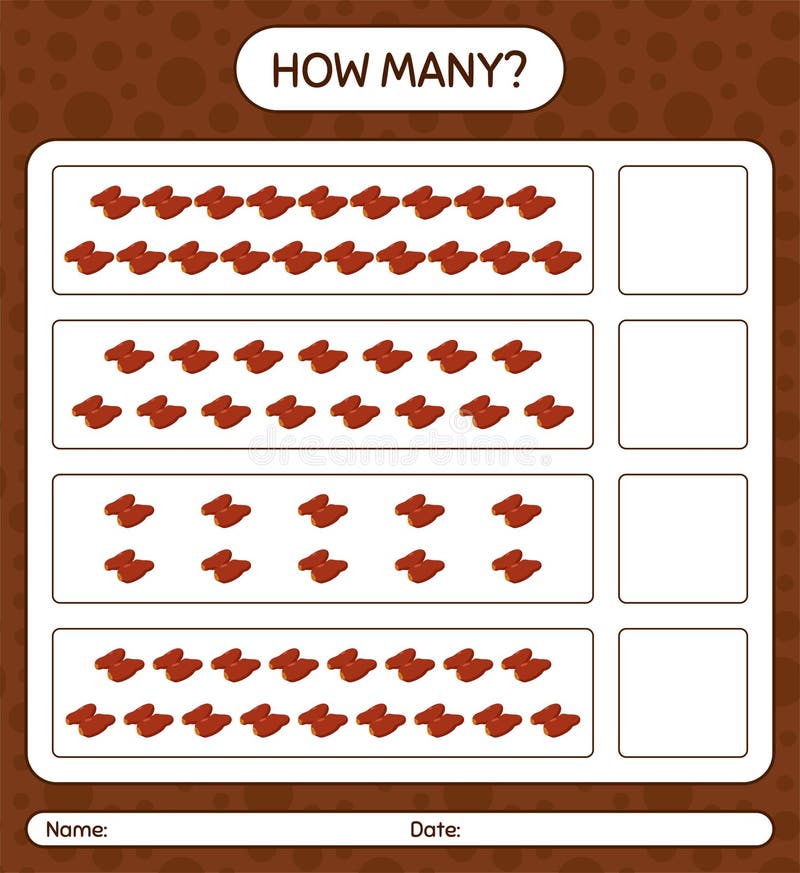 How Many Counting Game with Dates Fruit. Worksheet for Preschool Kids ...
