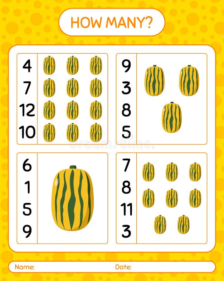 How Many Counting Game with Delicata Squash. Worksheet for Preschool ...