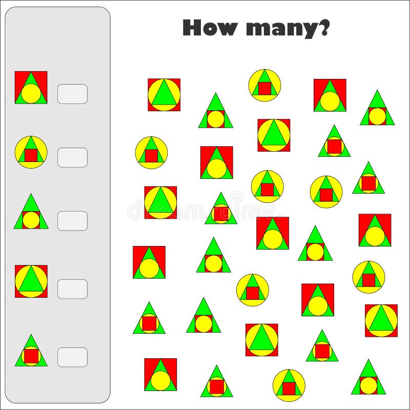 How Many Counting Game with Geometric Shapes for Kids, Educational ...