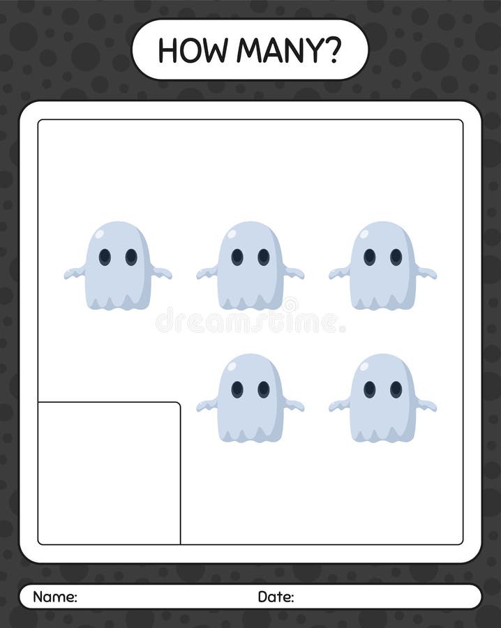 How Many Counting Game with Ghost. Worksheet for Preschool Kids, Kids ...