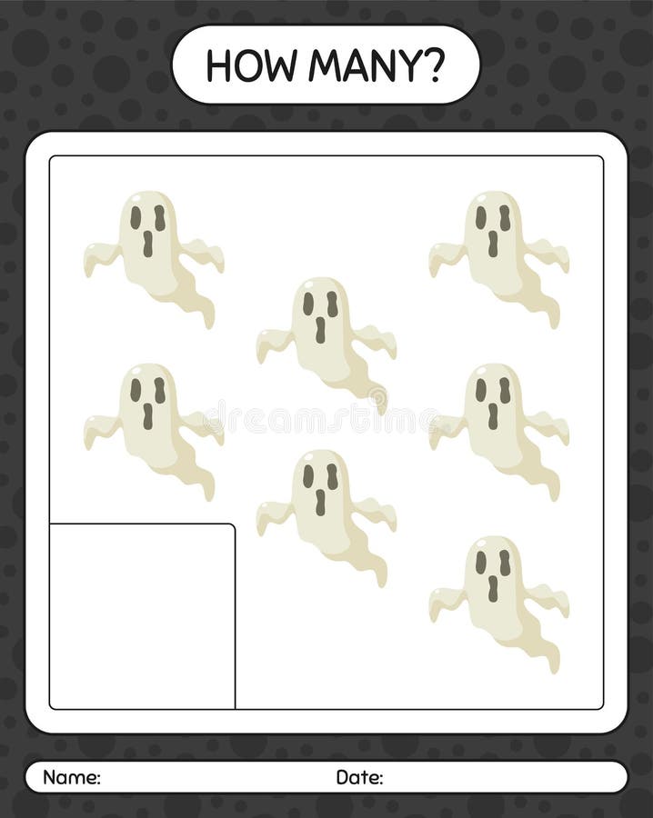 How Many Counting Game with Ghost. Worksheet for Preschool Kids, Kids ...