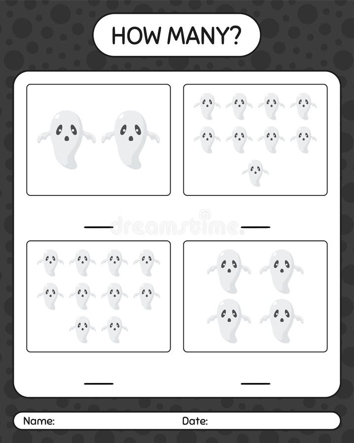 How Many Counting Game with Ghost. Worksheet for Preschool Kids, Kids ...