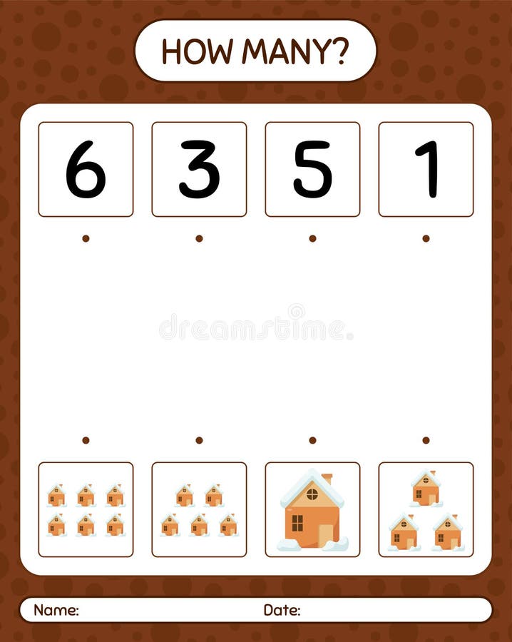 How Many Counting Game with House. Worksheet for Preschool Kids, Kids ...
