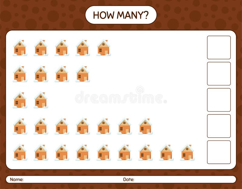 How Many Counting Game with House. Worksheet for Preschool Kids, Kids ...