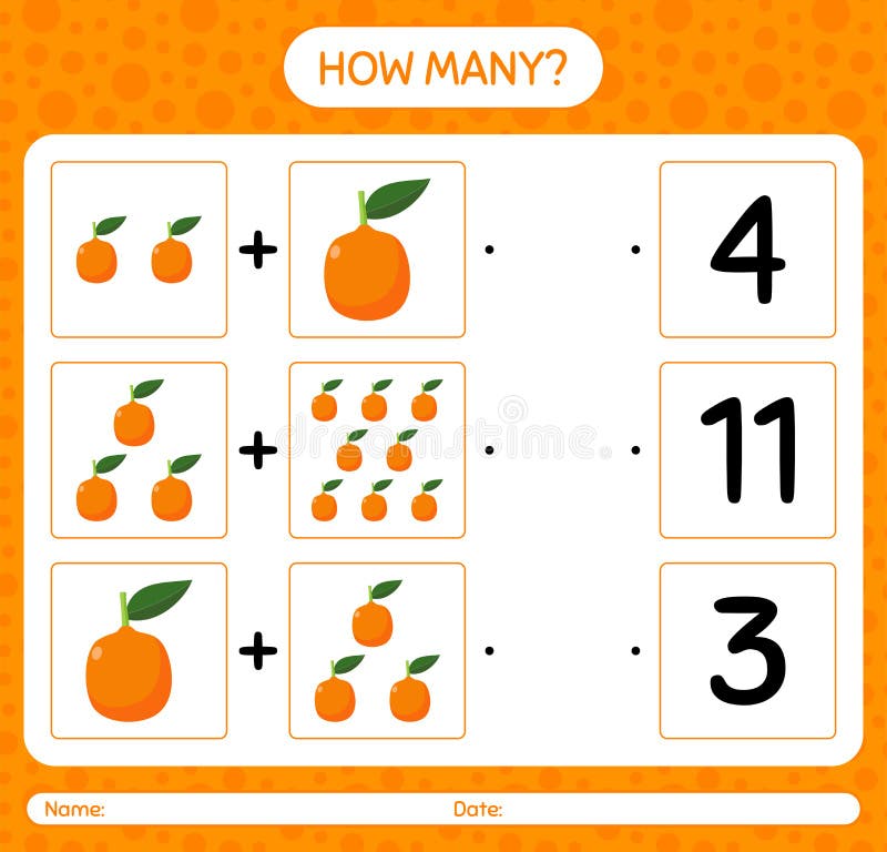 How Many Counting Game with Imbe. Worksheet for Preschool Kids Stock ...