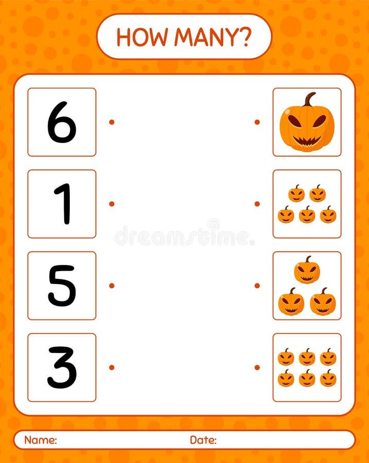 How Many Counting Game with Jack O` Lantern. Worksheet for Preschool ...