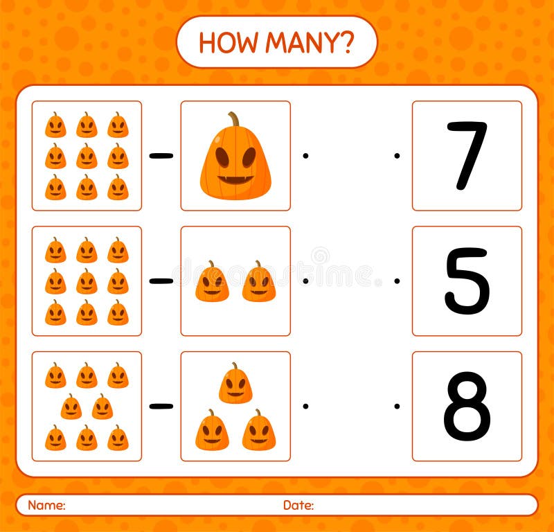 How Many Counting Game with Jack O` Lantern. Worksheet for Preschool ...