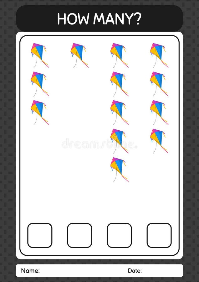 How Many Counting Game with Kite. Worksheet for Preschool Kids, Kids ...