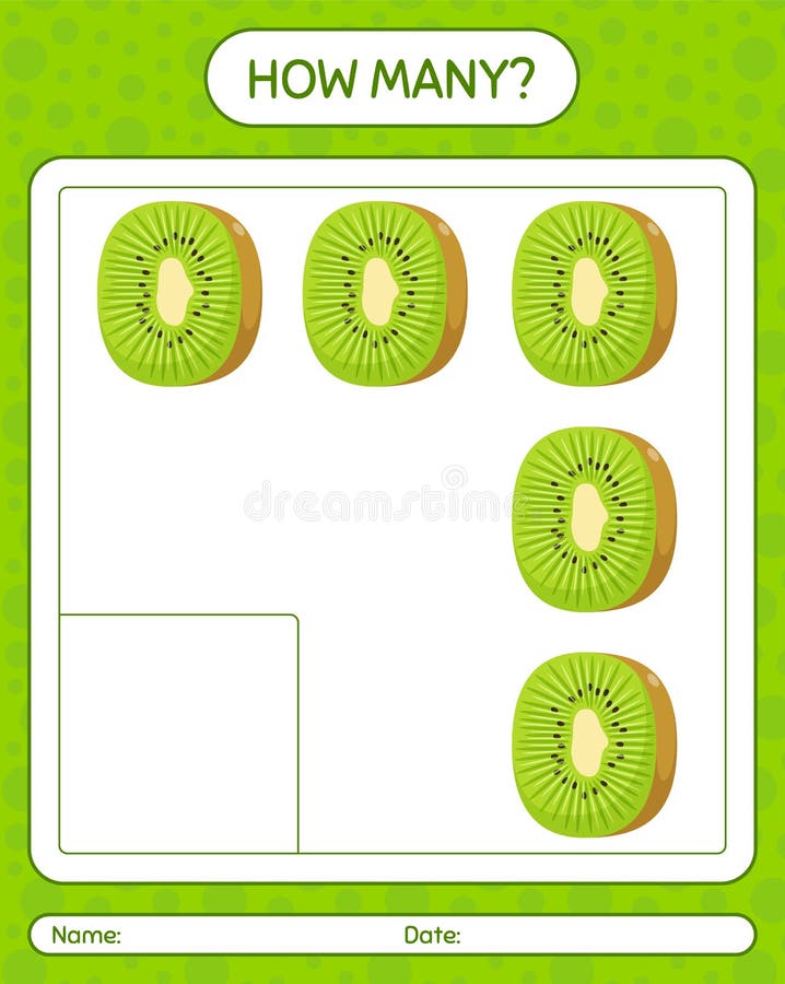 How Many Counting Game with Kiwi. Worksheet for Preschool Kids Stock ...