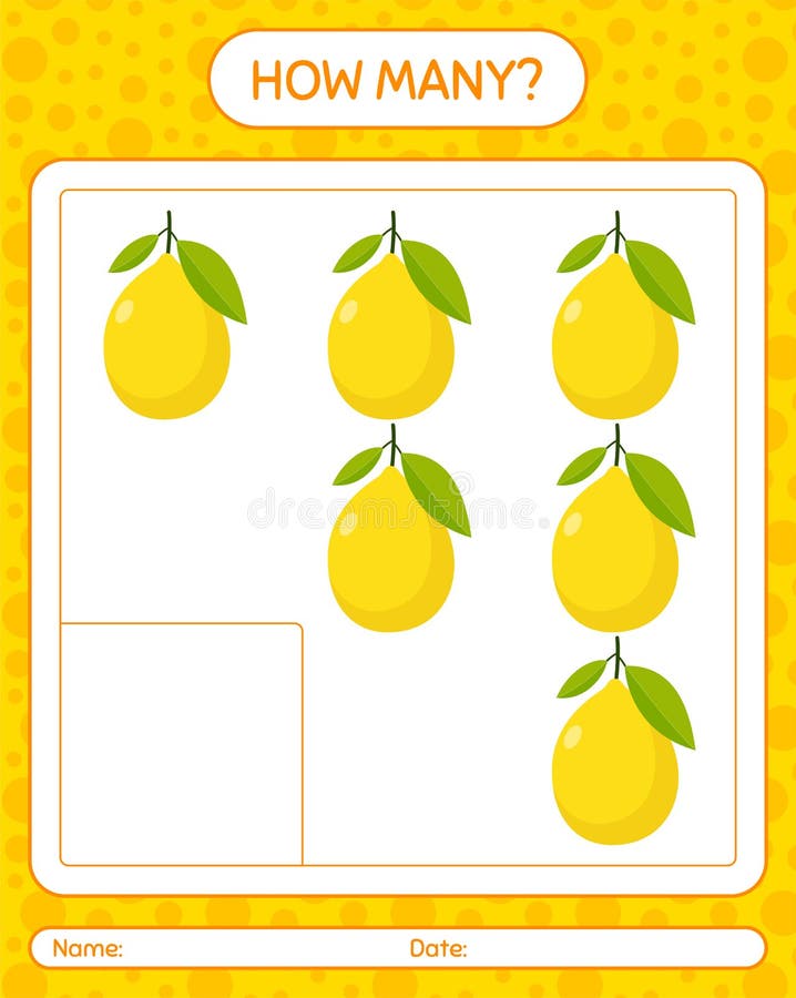 How Many Counting Game with Lemon. Worksheet for Preschool Kids Stock ...
