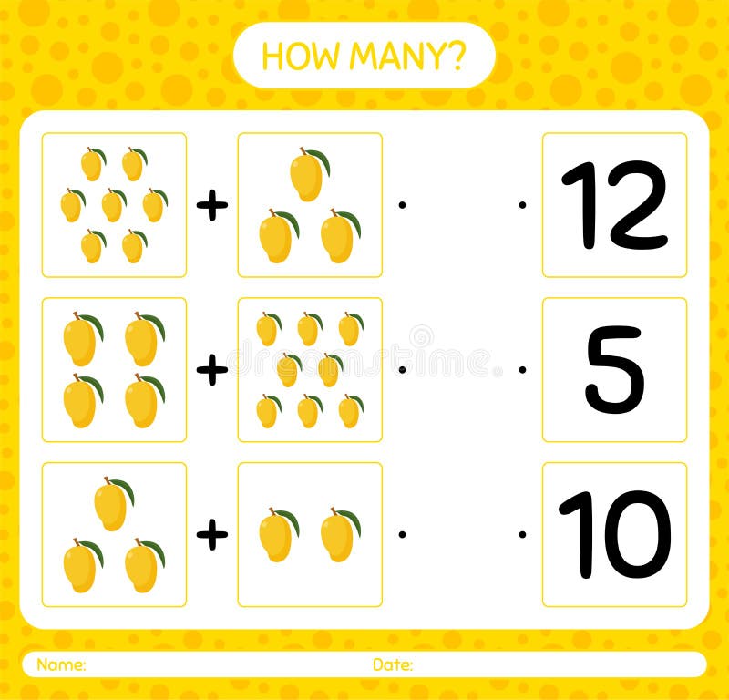 How Many Counting Game with Lemon. Worksheet for Preschool Kids Stock ...