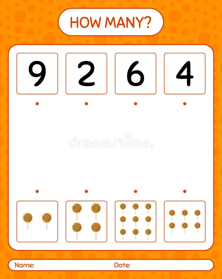 How Many Counting Game with Lollipop. Worksheet for Preschool Kids ...