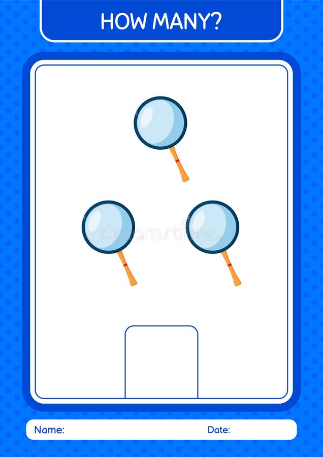 How Many Counting Game with Magnifying Glass. Worksheet for Preschool ...