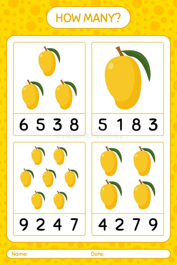 How Many Counting Game with Fruit. Worksheet for Preschool Kids Stock ...