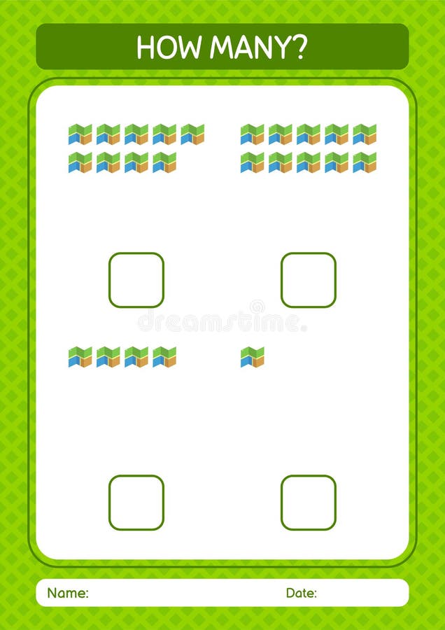 How Many Counting Game with Map. Worksheet for Preschool Kids, Kids ...
