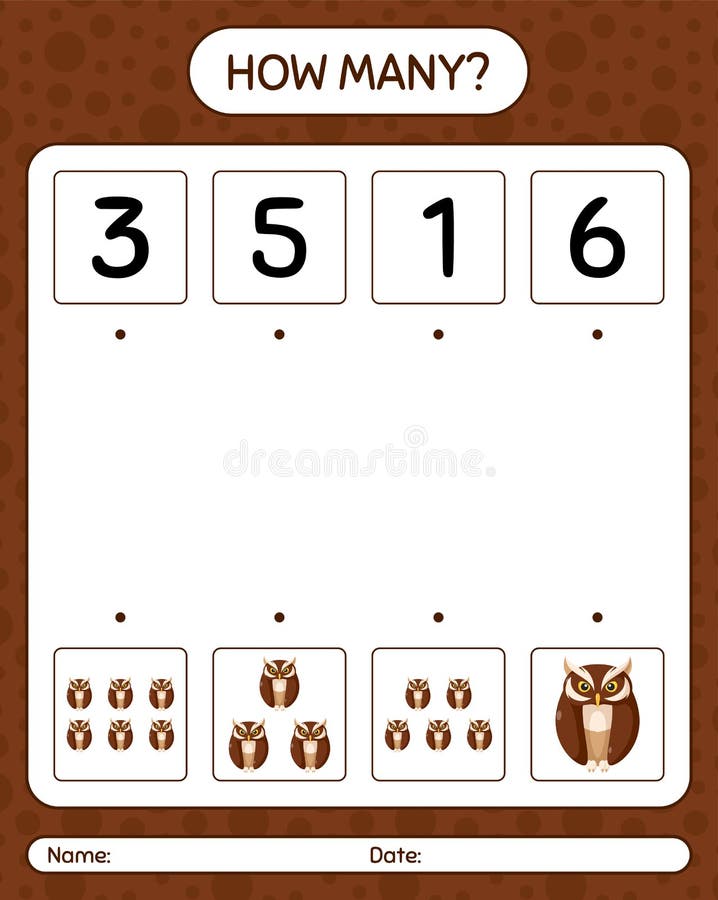 How Many Counting Game with Owl. Worksheet for Preschool Kids, Kids ...