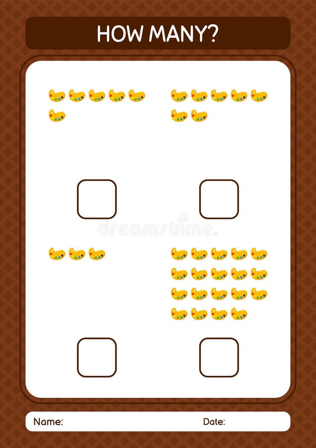 How Many Counting Game with Paint Palette. Worksheet for Preschool Kids ...