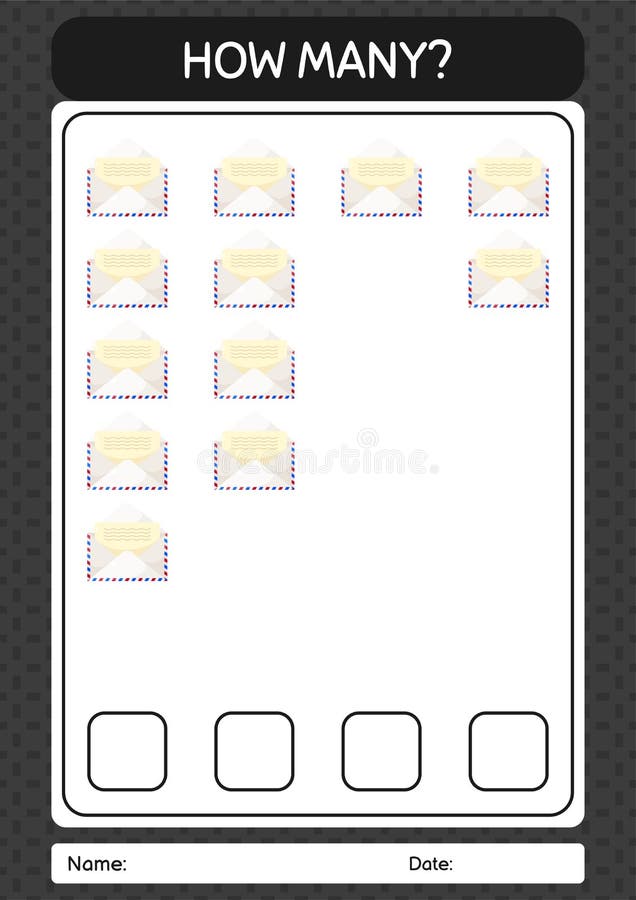 How Many Counting Game with Paper Mail. Worksheet for Preschool Kids ...