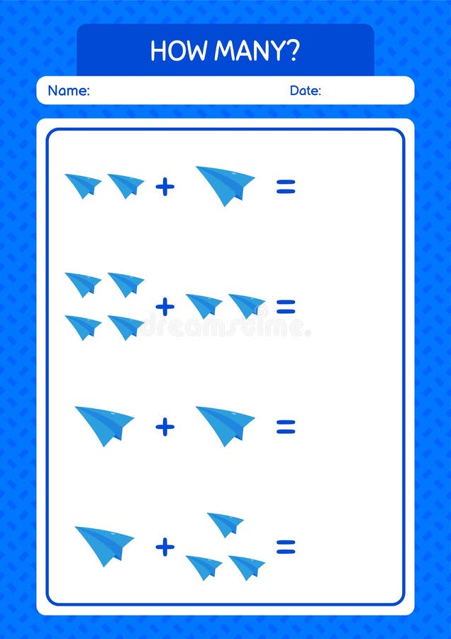 How Many Counting Game with Paper Plane. Worksheet for Preschool Kids ...