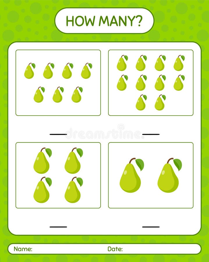 How Many Counting Game Cherry. Worksheet for Preschool Kids Kids ...