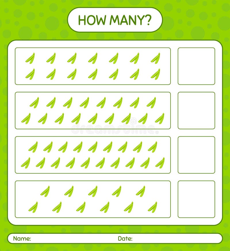 How Many Counting Game with Peas. Worksheet for Preschool Kids, Kids ...
