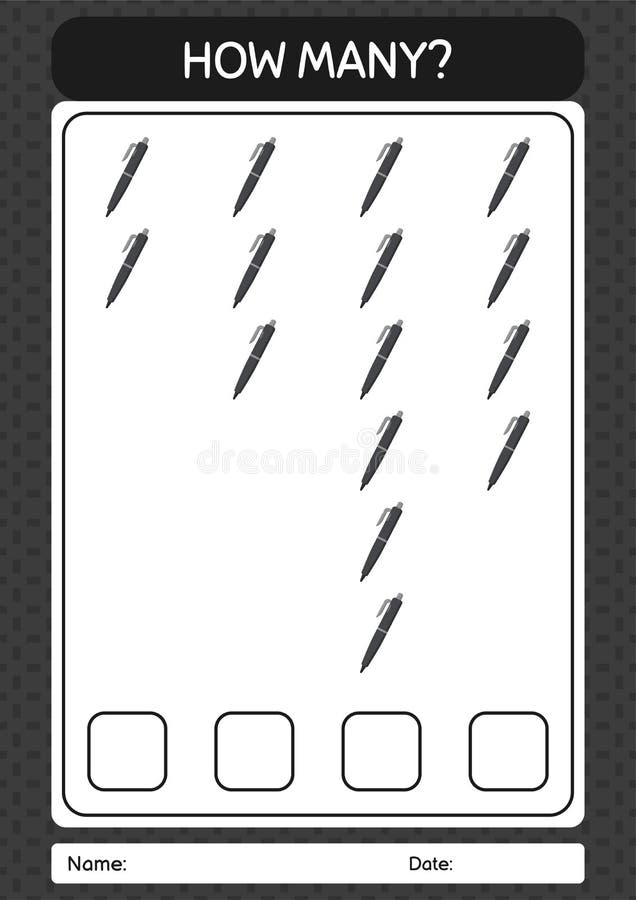 How Many Counting Game with Pen. Worksheet for Preschool Kids, Kids ...