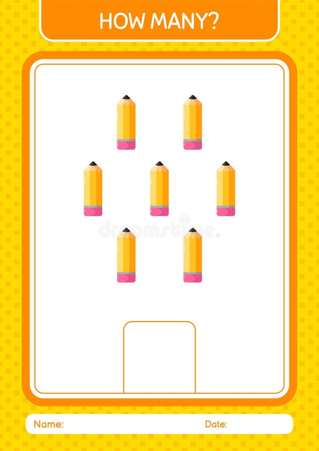 How Many Counting Game with Pencil. Worksheet for Preschool Kids, Kids ...