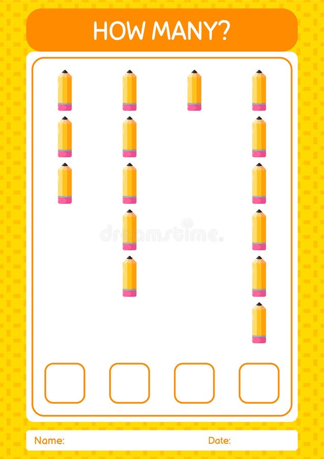 How Many Counting Game with Pencil. Worksheet for Preschool Kids, Kids ...