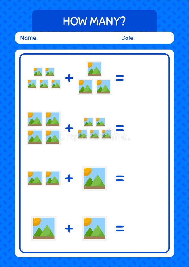 How Many Counting Game with Photograph. Worksheet for Preschool Kids ...
