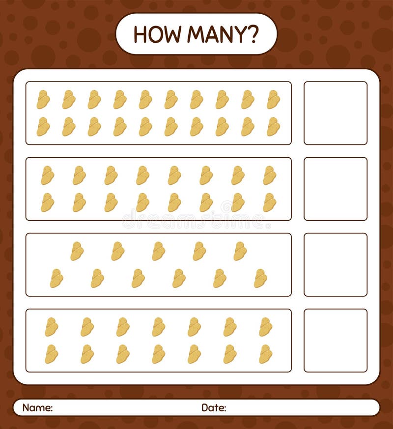 How Many Counting Game with Potato. Worksheet for Preschool Kids, Kids ...