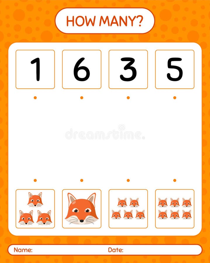 How Many Counting Game with Red Fox. Worksheet for Preschool Kids, Kids ...