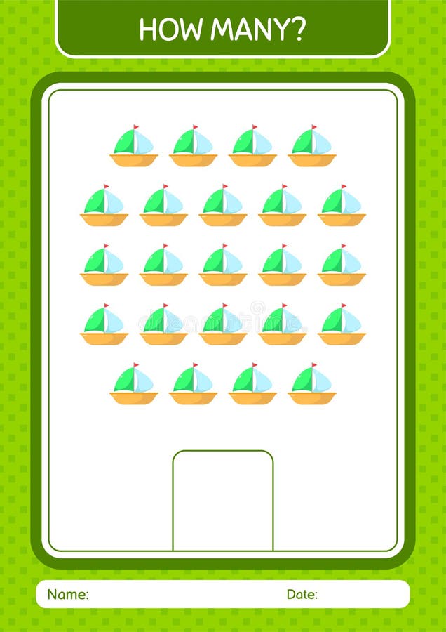 How Many Counting Game with Sailing Boat. Worksheet for Preschool Kids ...
