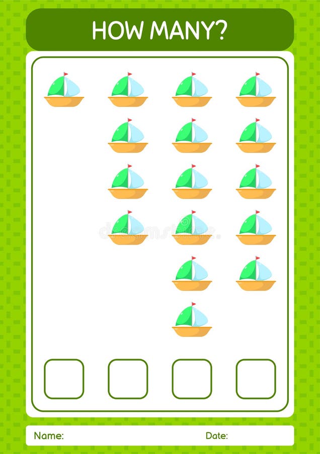 How Many Counting Game with Sailing Boat. Worksheet for Preschool Kids ...