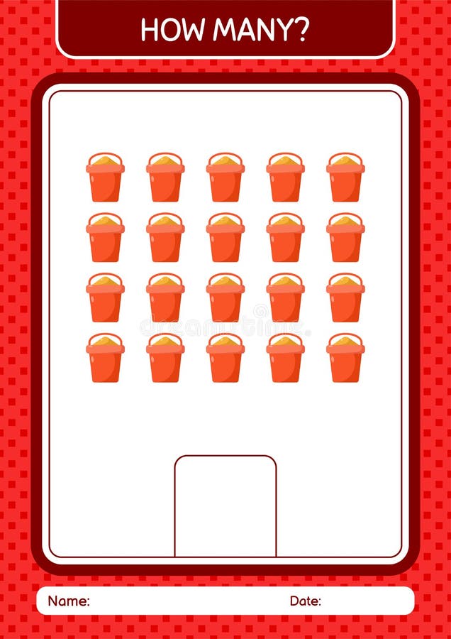 How Many Counting Game with Sand Bucket. Worksheet for Preschool Kids ...