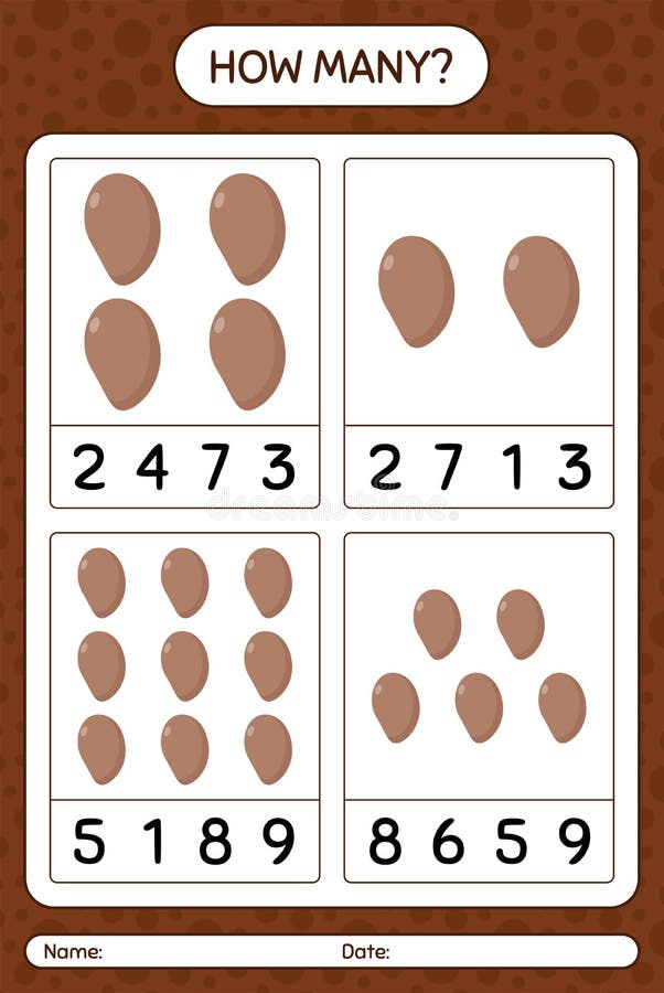 How Many Counting Game with Fruit. Worksheet for Preschool Kids Stock ...