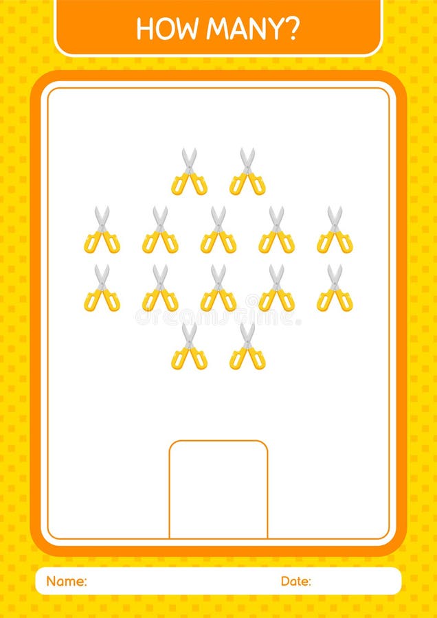 How Many Counting Game with Scissors. Worksheet for Preschool Kids ...